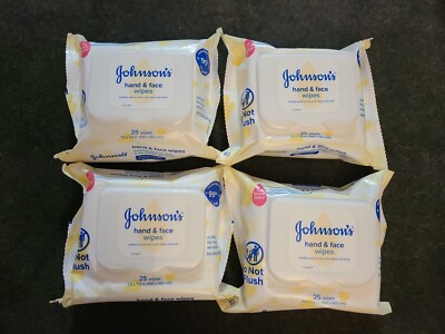 Johnson's Hand and Face Wipes 100 ct, 4 Pks 25ct each (E1) | eBay