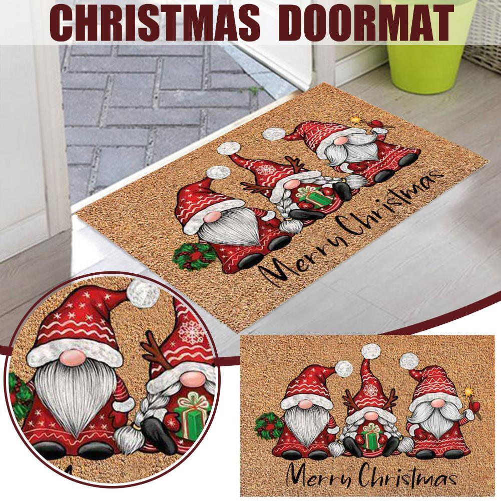 3Pcs Christmas Gnome Dwarf Door Rug Crystal Velvet Soft Floor Mat for ...