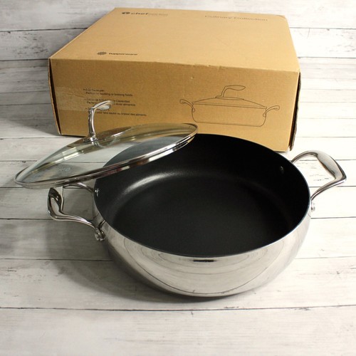 Tupperware Chef Series Non Stick 6 Qt Saute Pan Stainless Steel Glass ...