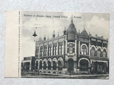 F2034 Postcard Farmers & Drovers Bank Council Grove KS Kansas | eBay
