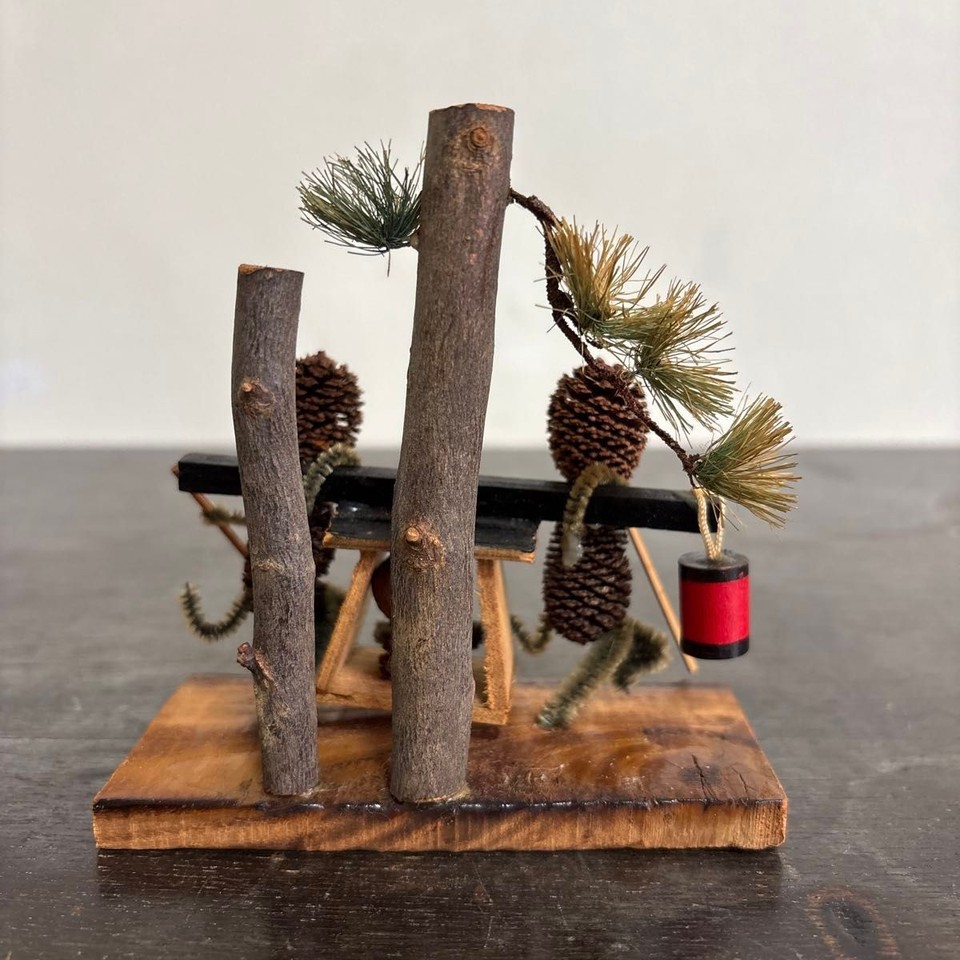 10.5cm Showa Retro Kokeshi Monkey Basket Carrier Odawara Lantern Folk ...