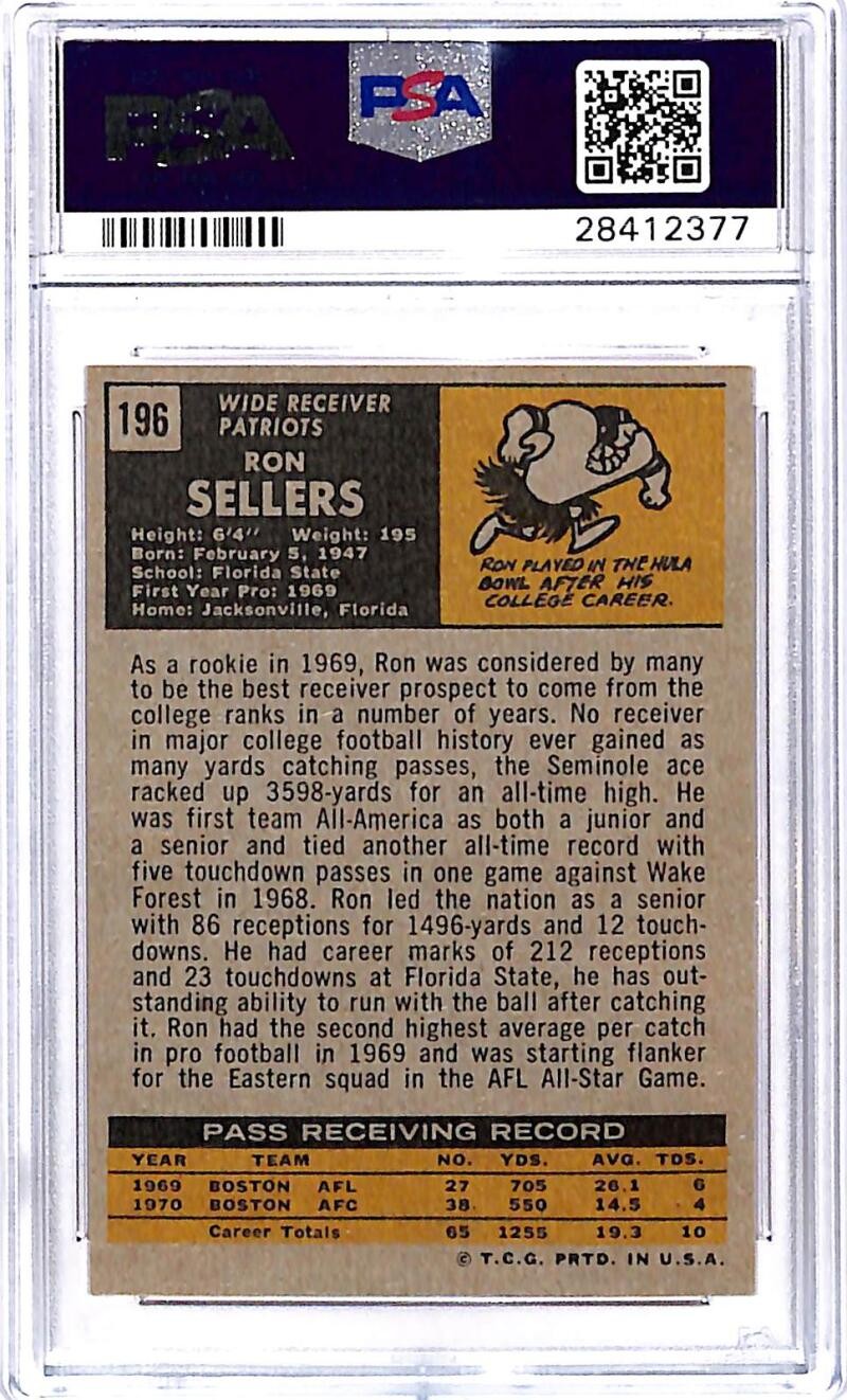 1971 Topps - Ron Sellers #196 (RC) for sale online | eBay