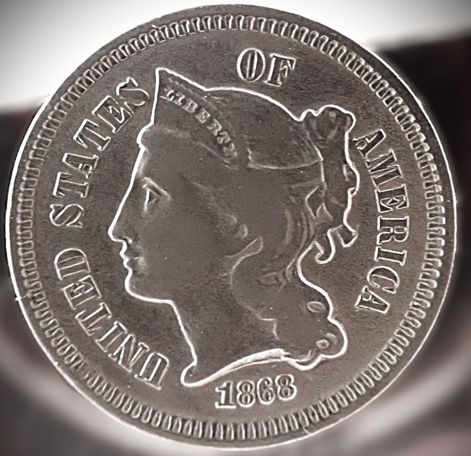 1868 US Phila Mint Copper-Nickel Three Cent Piece🪙Post Civil War Era🪙 ...
