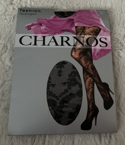 Charnos Decorative floral tights black M-L New | eBay