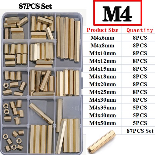 87x Female Spacer Thread Pillar Brass PCB Studs Standoff Hexagonal ...