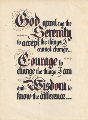 AA Alcoholics Anonymous SERENITY PRAYER 11 X 17 inch Print LOOKS USED ...