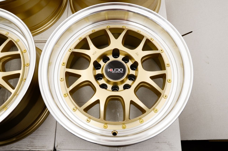 15x8 5x100 5x114.3 Low Offset Gold Wheels Rims Acura Integra Impreza ...