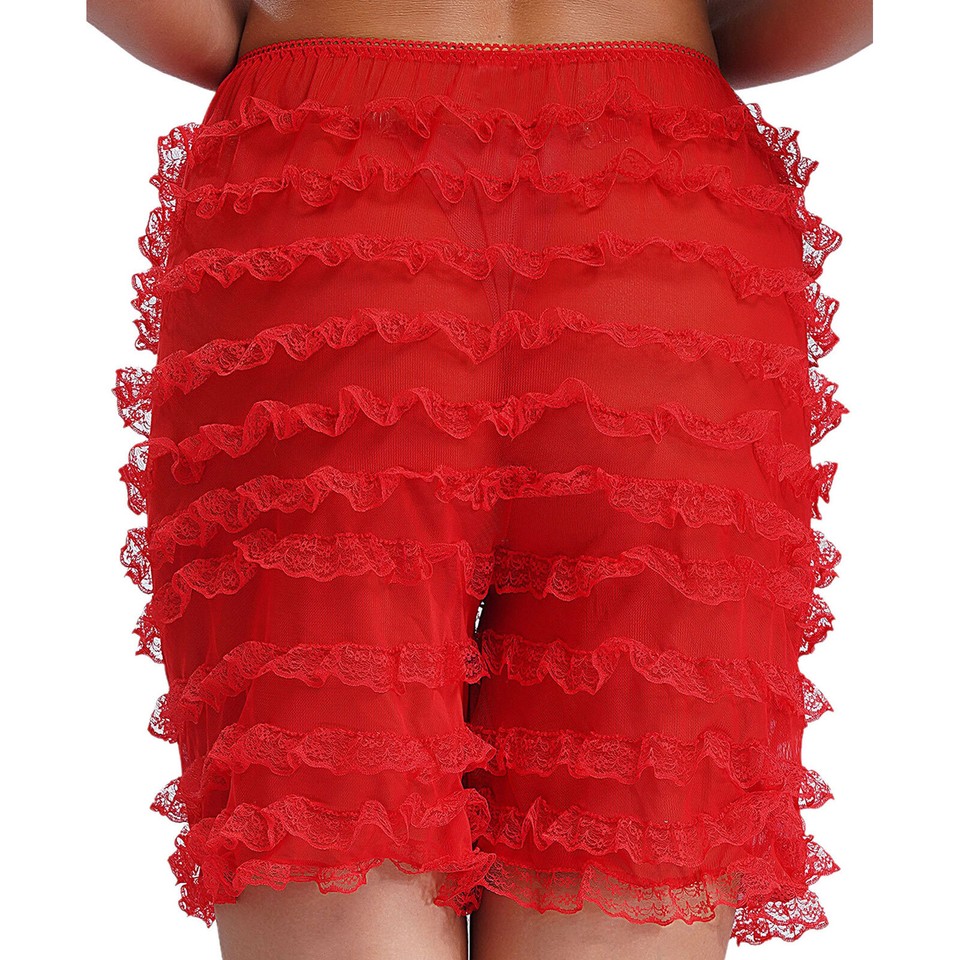 US Womens Shorts Nightclub Pumpkin Pants Sheer Mesh Pettipants Bloomers ...