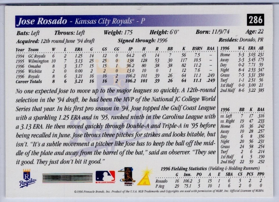 1997 Score Artist's Proof #286 Jose Rosado | eBay