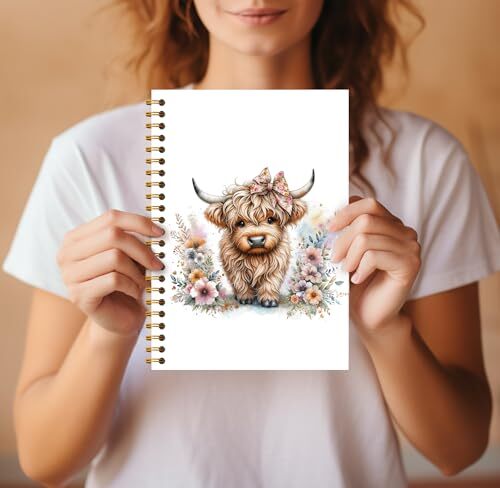 Floral Highland Cow Notebook - Western Notebook, Cow Notebook, Highland ...