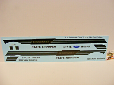 Tennessee State Trooper Ghost/ Stealth Look 1:18 Water slide Decal Set ...