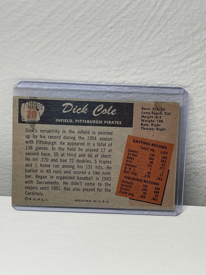 1955 Bowman # 28 Dick Cole Baseball Cards | eBay