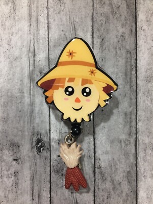 Medical Badge Reel Cute Scarecrow Autumn / Fall ID Holder Retractable ...