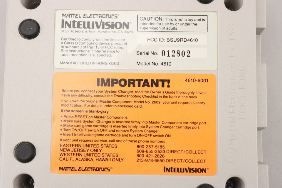 Mattel Intellivision Model 4610 System Changer Atari 2600 Game ...