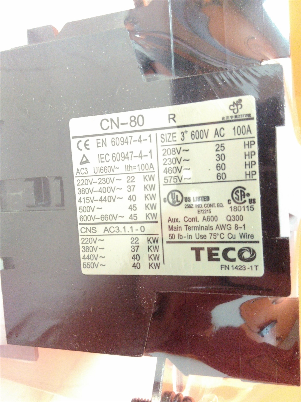 LOT OF Teco CN-80 CN-50 CU-22 CU-16 AC Magnetic Contactors for sale ...