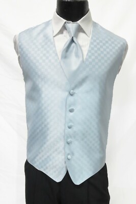 Mens Extra Large Light Blue Fusion Checkered Patterned Fullback Vest ...