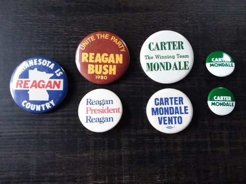1980 Ronald Reagan Jimmy Carter Presidential Pinback Buttons Lot of 7 ...