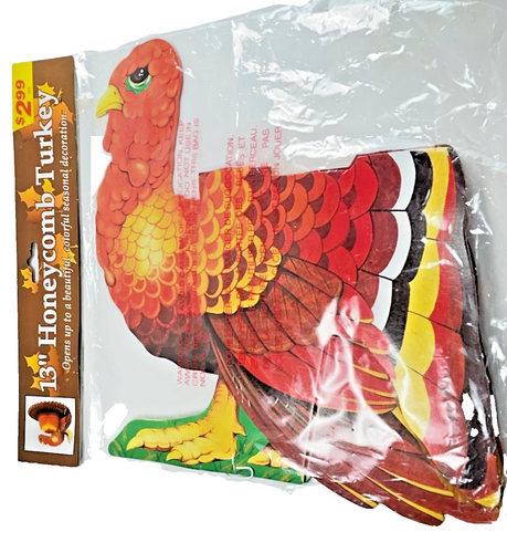 Thanksgiving Honeycomb Turkey Die-Cut Decoration 13" Multicolor Vintage ...