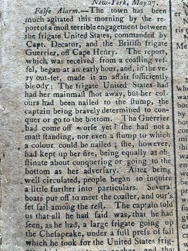 1811 pre WAR OF 1812 newspaper USS PRESIDENT vs BRITISH SLOOP LITTLE ...