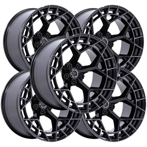 (Set of 5) Fuel FC873 Charger 5 22x12 5x5" -44mm Black/Tint Wheels Rims ...