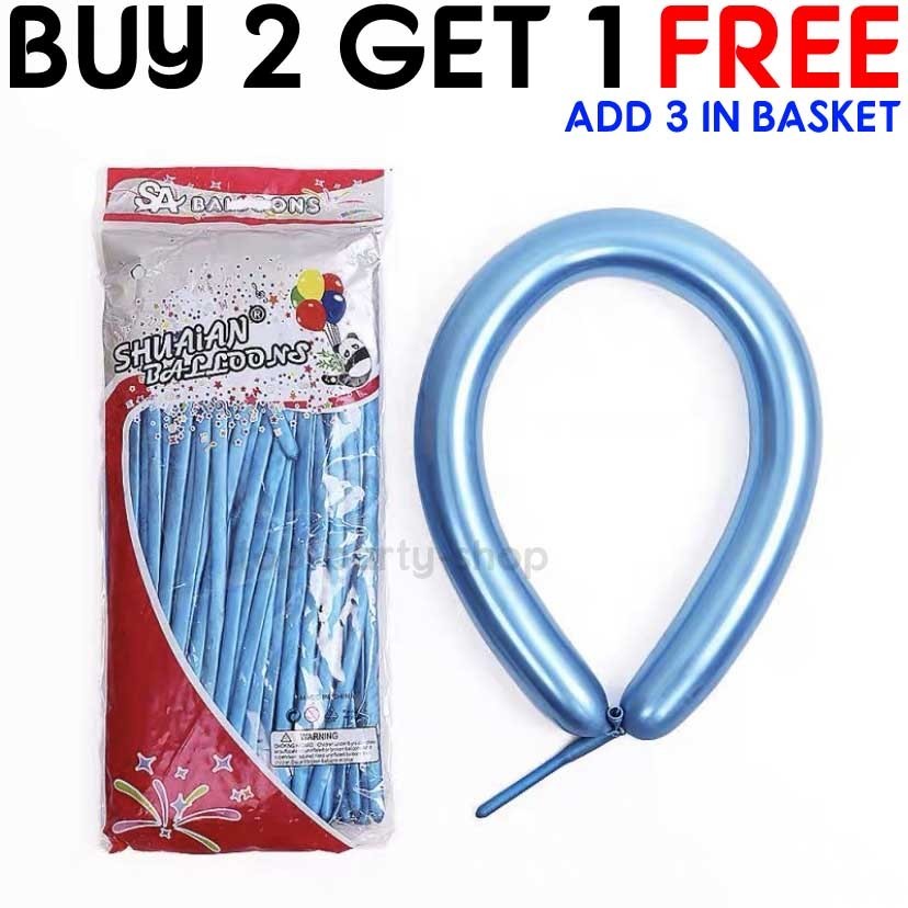100 X Twisting Metallic Latex Balloon Chrome Long Magic Modelling ...