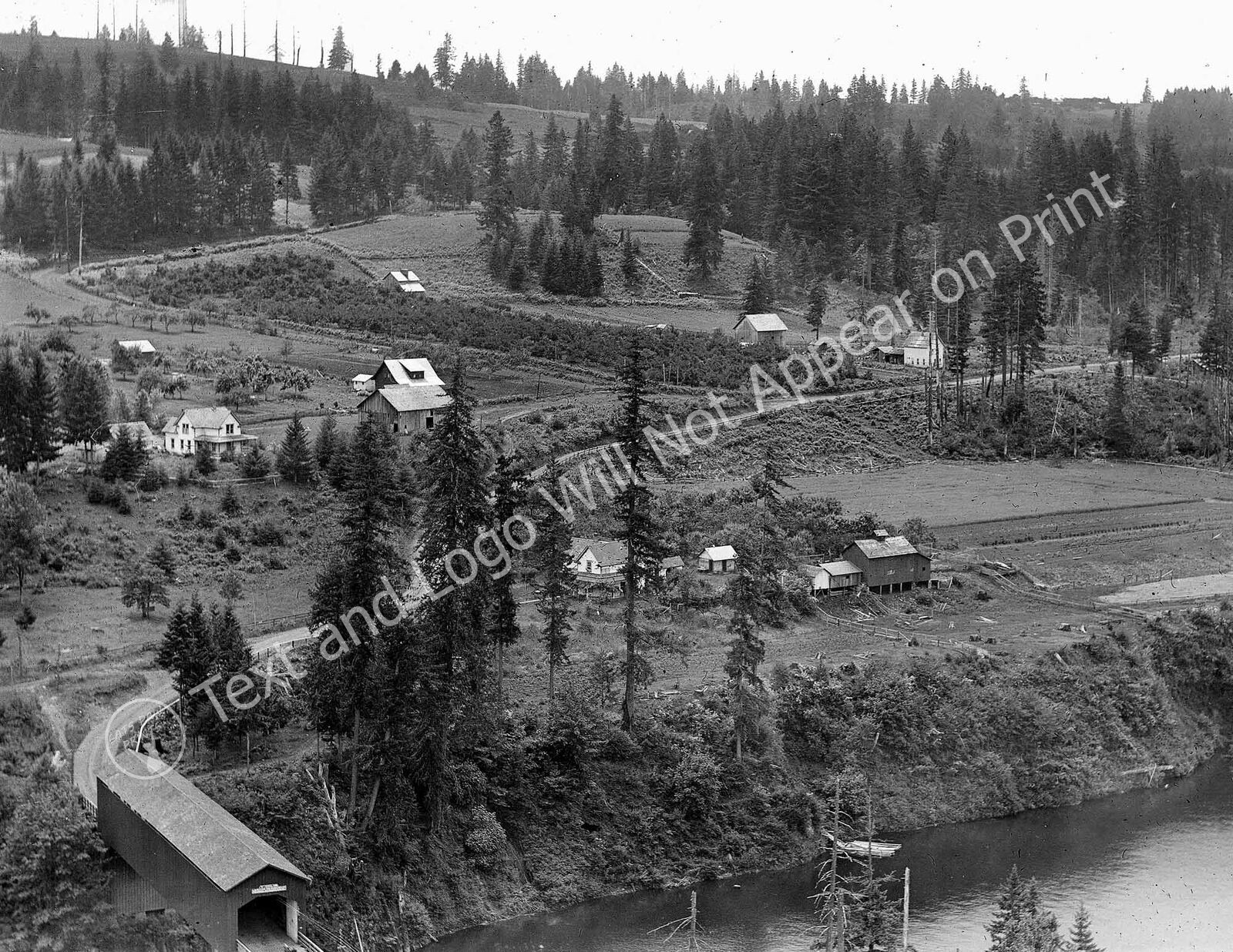 1901 Aerial View of Estacada, Oregon Vintage Old Photo 8.5" x 11 ...