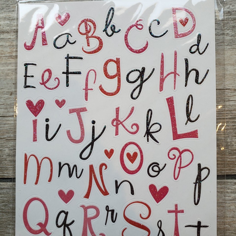 Lot Studio G Glitter Alphabet Letter Stickers Scrapbooking Crafts Pink ...