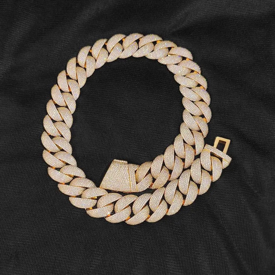 22mm Diamond Chain Men Bling Rapper Hip Hop Thick Cuban Link Necklace ...