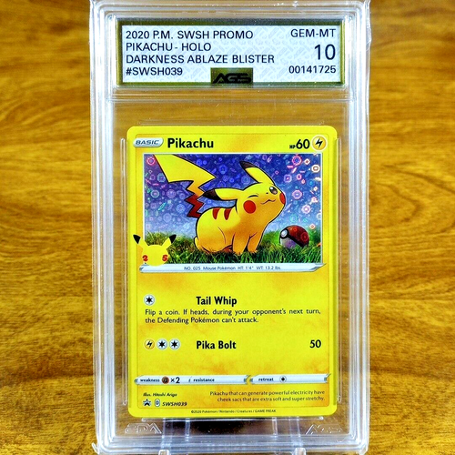 Pokemon Celebrations Black Star Promo Pikachu SWSH039 AGS Gem-MT 10 ...