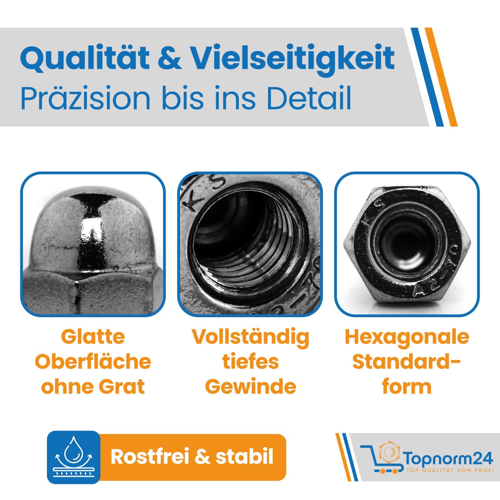 Hutmuttern Hutmutter Edelstahl DIN 1587 Muttern V2A M4 M5 M6 M8 M10 ...