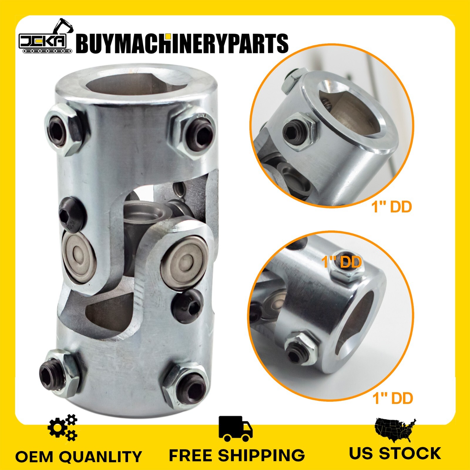 New 1" DD x 1" DD Steering U Joint Universal Shaft Coupler Chrome 1dd ...