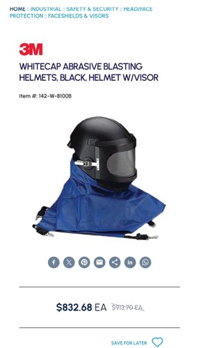 3M WHITECAP II W-8100 ABRASIVE BLASTING HELMET ASSEMBLY W/ SHROUD | eBay