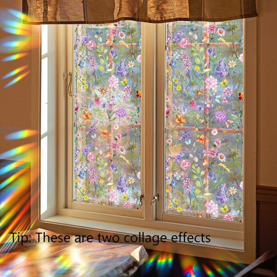 Leaves No Marks Static Window Film Daisy Window Cling Decorative Decal ...