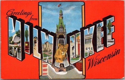 MILWAUKEE, Wisconsin Large Letter Postcard City Hall View / KROPP Linen ...
