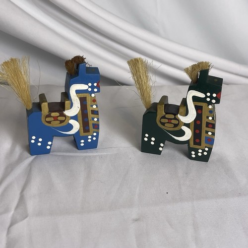 Yawata Uma Horse Wood Figurine Hand Painted Japanese Folk Art Set Of 2 ...