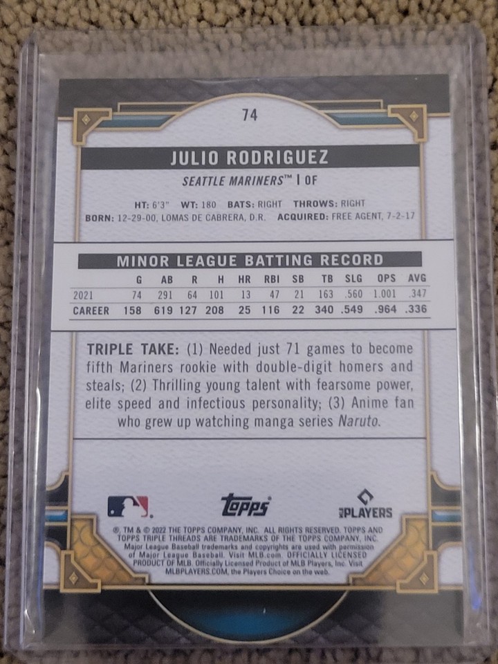 2022 Topps Tribute Julio Rodriguez RC #74 Mariners ALCS GAME 7!!! | eBay