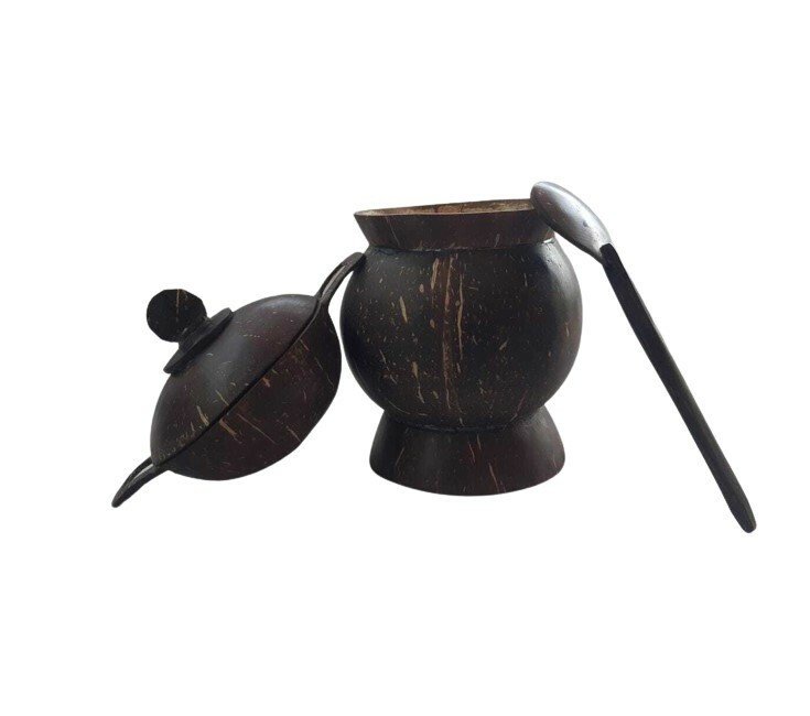Coconut Shell Salt Container Spoon Handmade Eco Friendly Natural ...