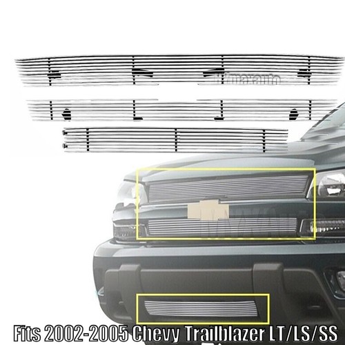 Polished Billet Grille Grill Insert Fits 2002-2005 Chevy Trailblazer LT ...