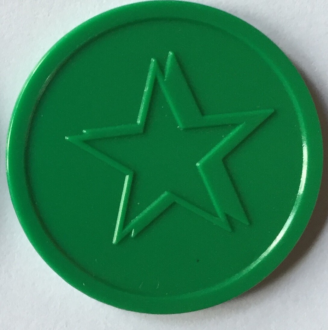 PLASTIC STAR TOKENS - BAG OF 100 - BLUE GREEN - HOME, SCHOOL, REWARD ...