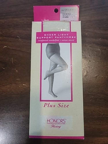 vintage NOS Honors Hosiery Sheer Light Support Pantyhose Shell SZ Queen ...