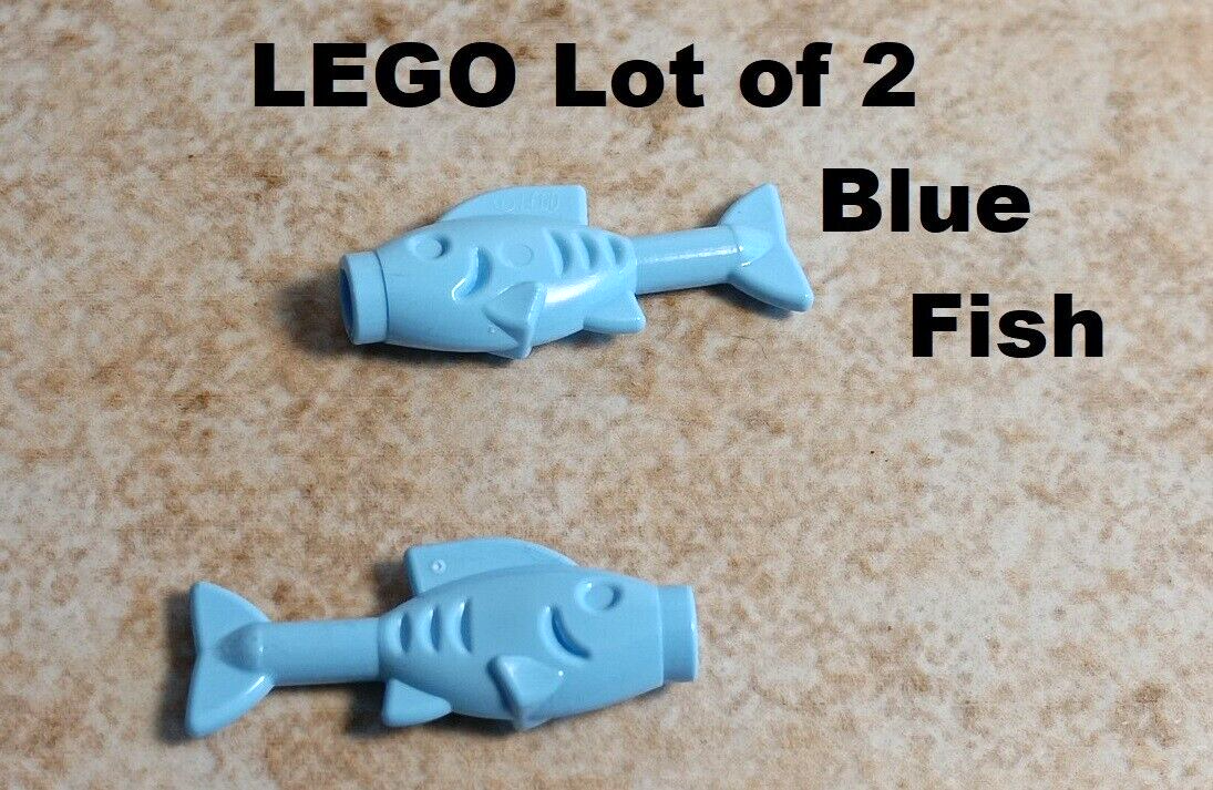 LEGO Blue Fish Lot of 2 Light Fishy Koi Salmon Trout Bass Open Mouth ...