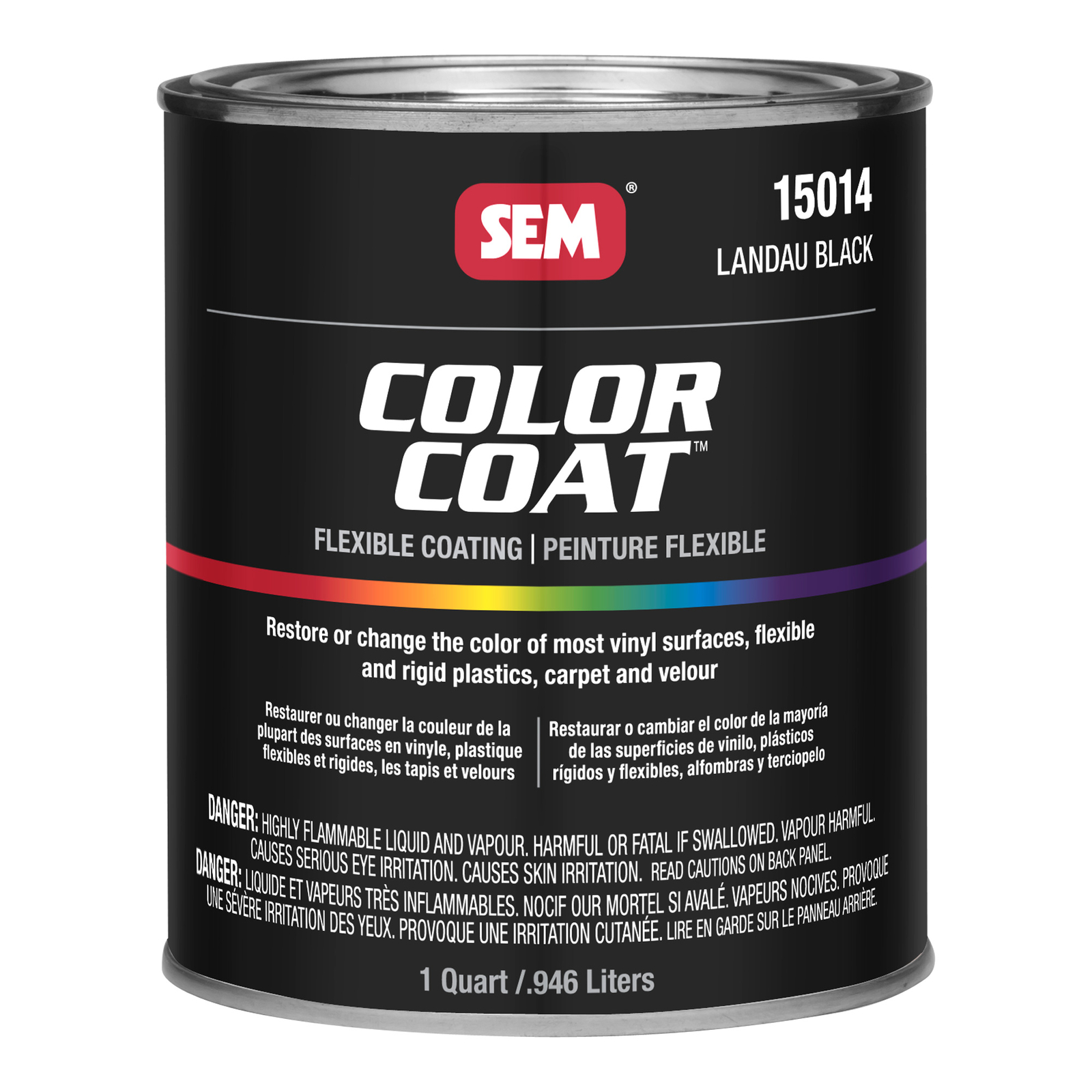SEM 15014 Color Coat Landau Black Flexible Paint Interior Vinyl Quart ...