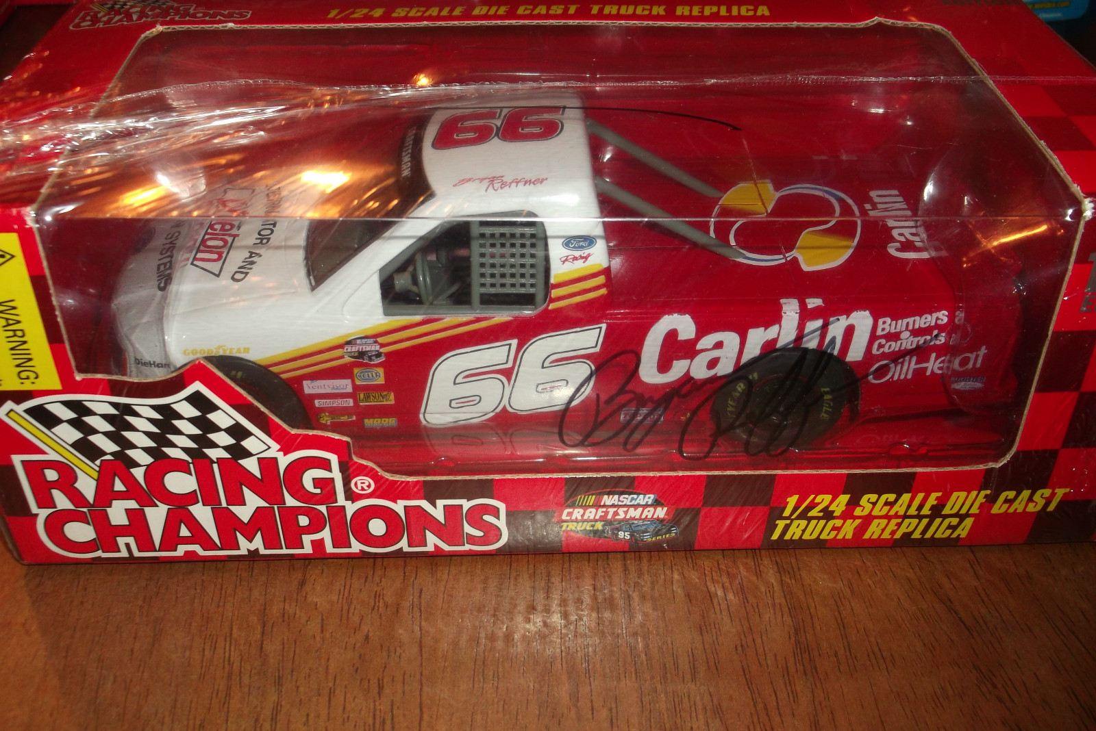 BRYAN REFFNER SIGNED #66 CARLIN 1:24 SCALE RACING CHAMPIONS TRUCK 1997 ...