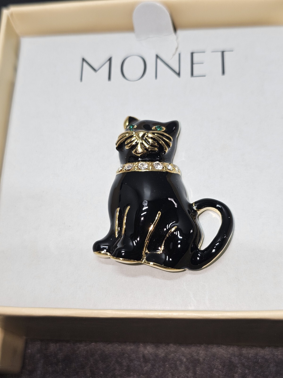 Lovely & Fun Monet Vintage Black Cat With Rhinestone … - Gem