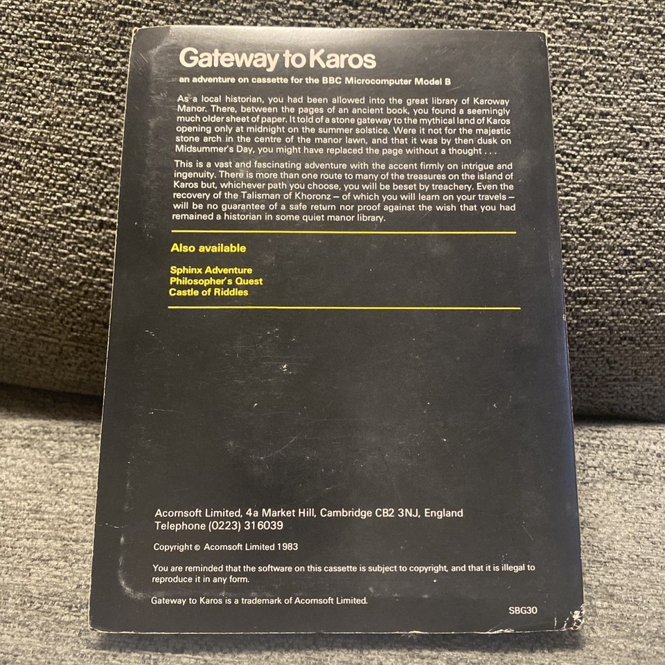 Gateway to Karos BBC Microcomputer Model B Game Acornsoft Games 1980s ...