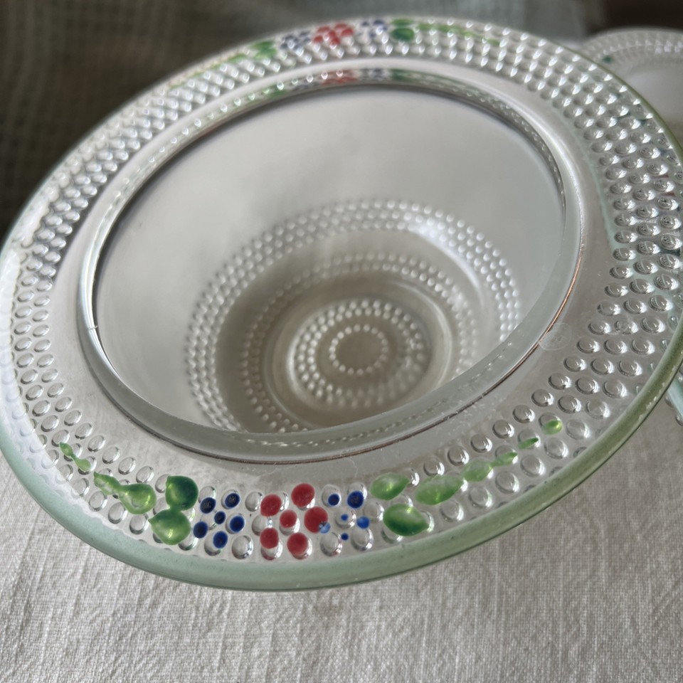 Vintage Glass Dew Drop Raised Dots Bowl & Dish Hand Painted | eBay