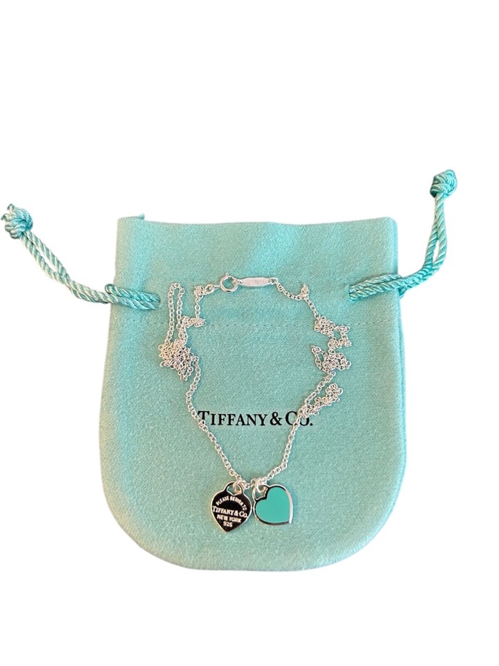 Return to Tiffany Mini Blue Heart Tag Necklace Tiffany & Co 18” | eBay