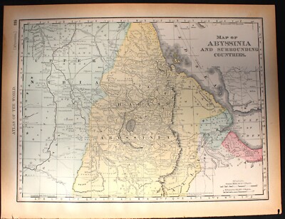RAND MCNALLY ATLAS MAP PAGE OF ABYSSINIA MOROCCO ALGERIA TUNIS 1895 ...
