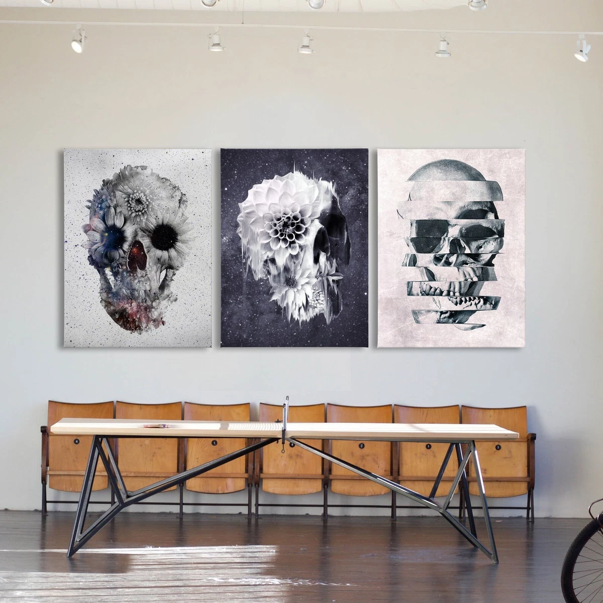 Black And White Abstract Skulls