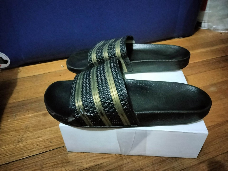 rarAdidas Slides Stripes gold Adilette Comfort Sandal Mens JUM 714001 ...